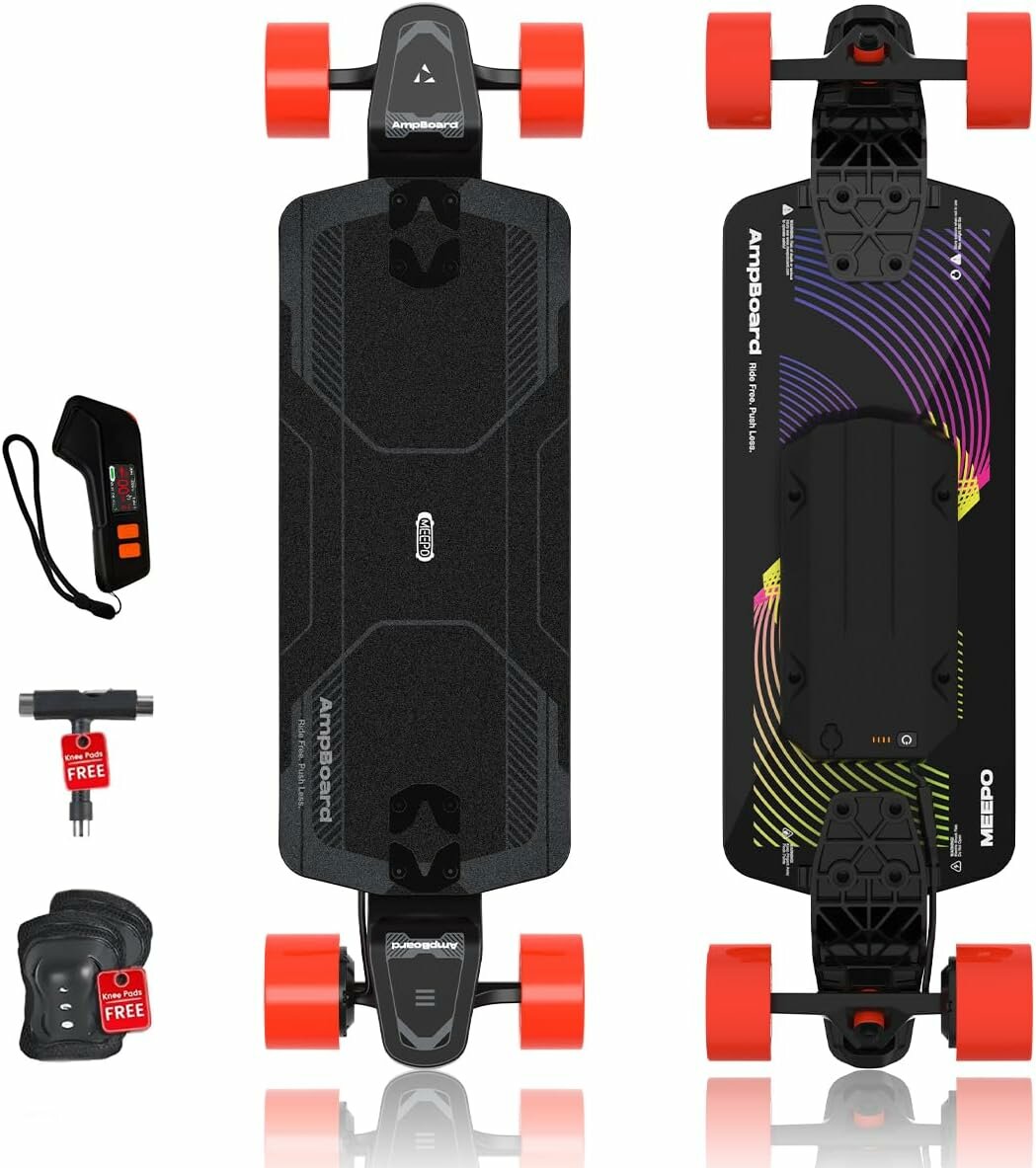 Электрический скейтборд Ampboard с одним приводом, скорость 25 км/ч, запас хода 15 км, Сверхлегкая нижняя палуба весом 6,1 кг, толщина 32 мм, время зарядки 1,5 часа