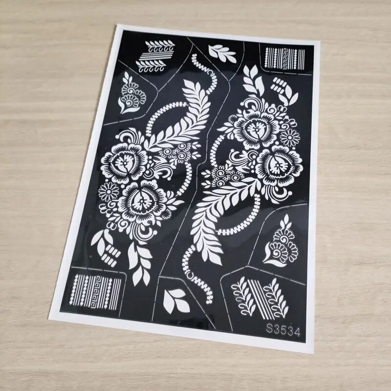 1 шт, полый шаблон для татуировки хной, многоразовый цветок, трафарет для татуировки для женщин, ручной боди-арт, инструменты для татуировки хной