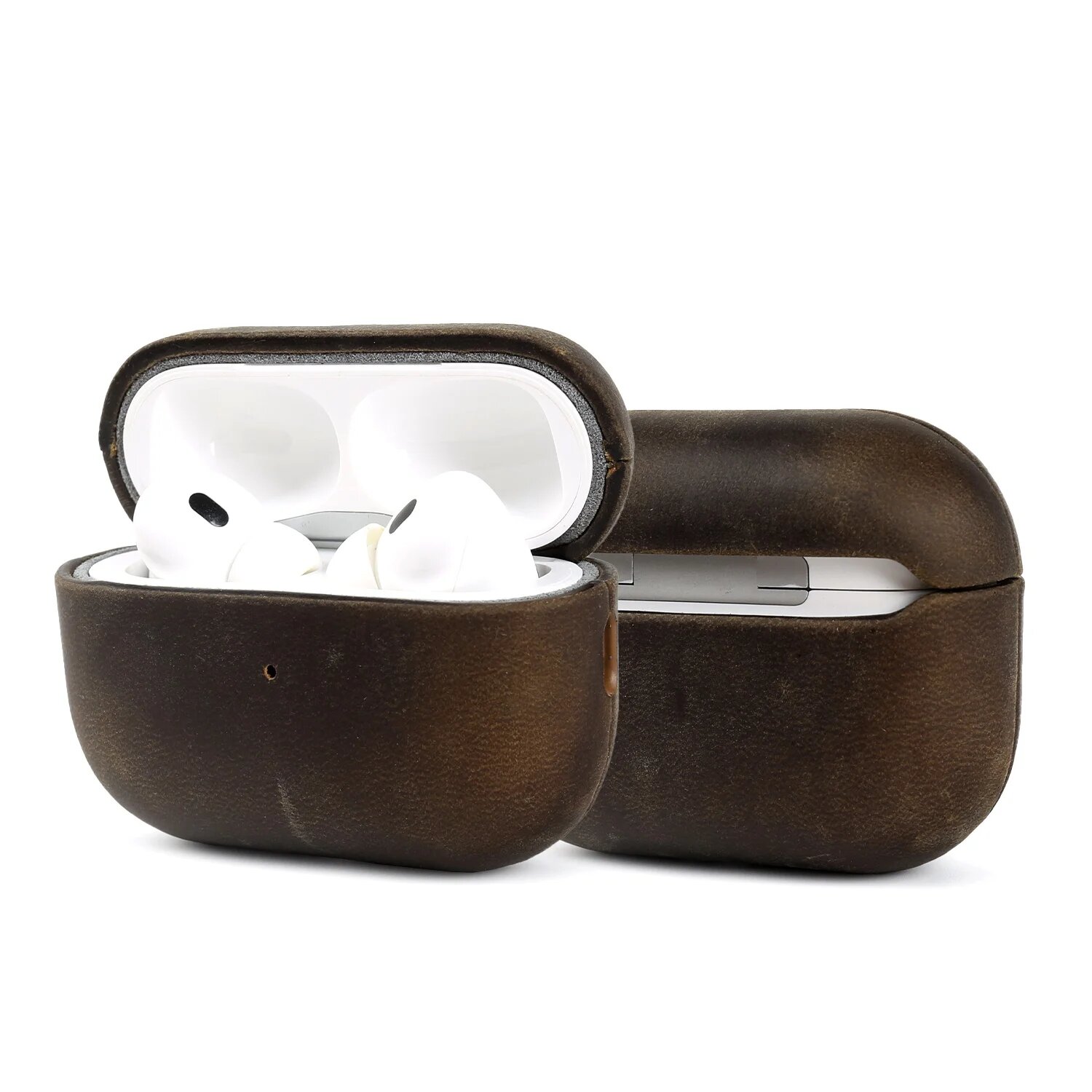 Чехол Crazy Horse из кожи для AirPods Pro 2 For Airpods Pro2, Dark Brown 3802