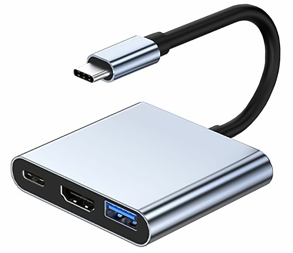 USB Hub 3.0 - Type C концентратор на 3 порта / USB 3.0 / высокоскоростной хаб / hub для apple для ноутбуков, планшетов и смартфонов JA-HV10 серый