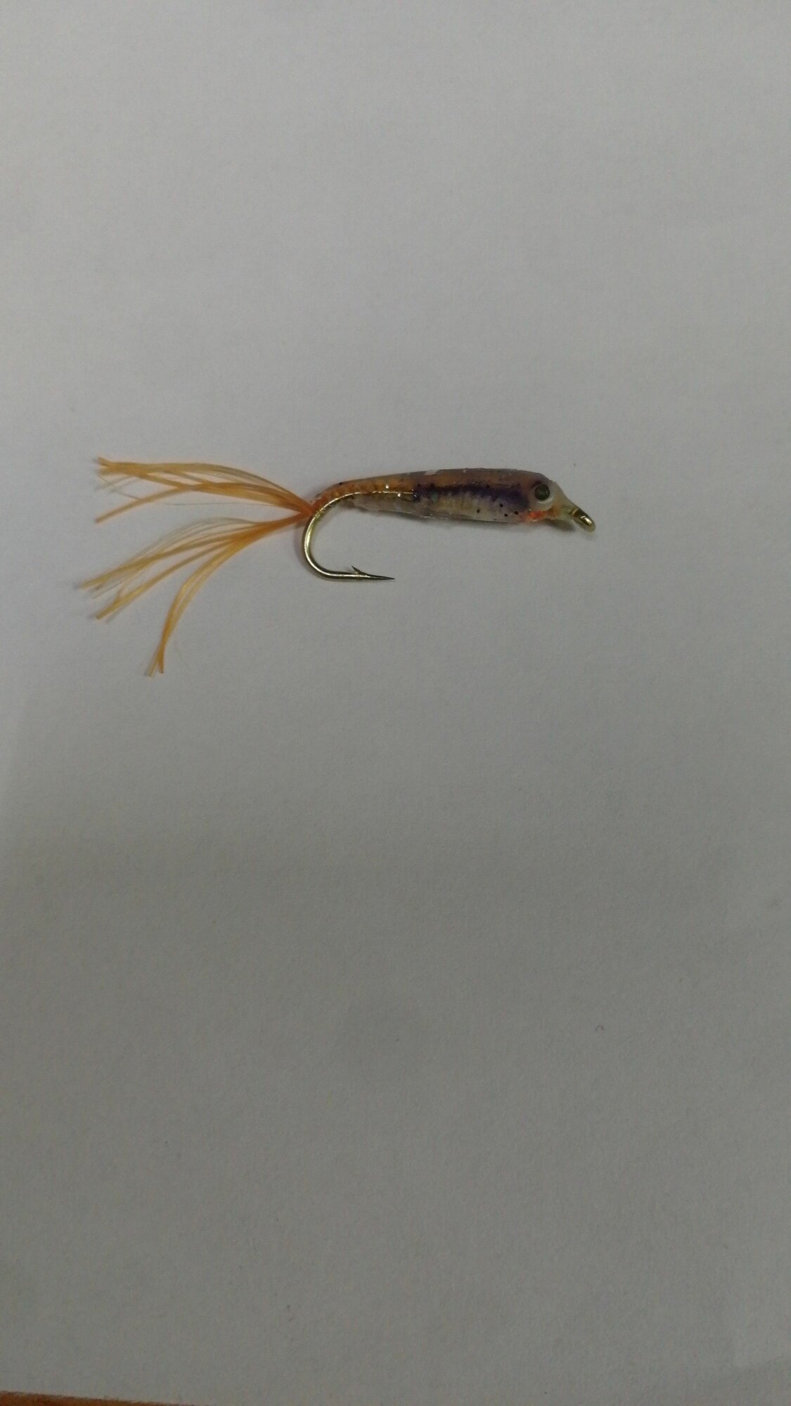 Мормышка яман "Малек пыздрик" с ушком, L-18 мм, вес 0,3 г, кр. Kumho №4, цв. оранжевый 1шт.