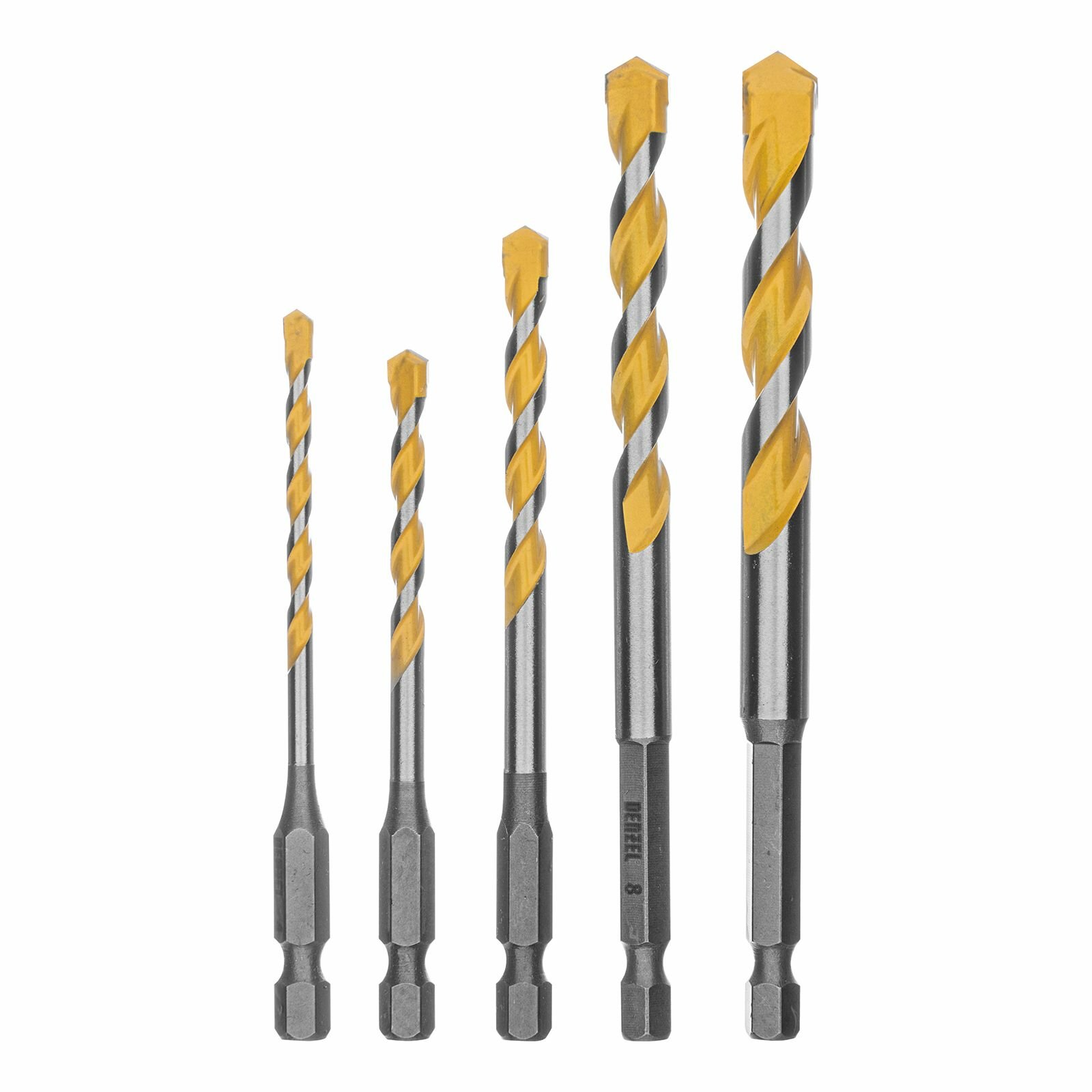 Набор сверл универсальных DENZEL Multi cut, 4-10 мм, 5 шт (706016)