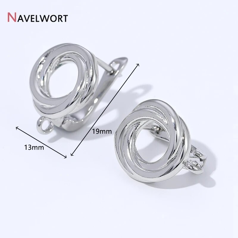 Круглые застежки для сережек NAVELWORT, Rhodium plated, 3 пары