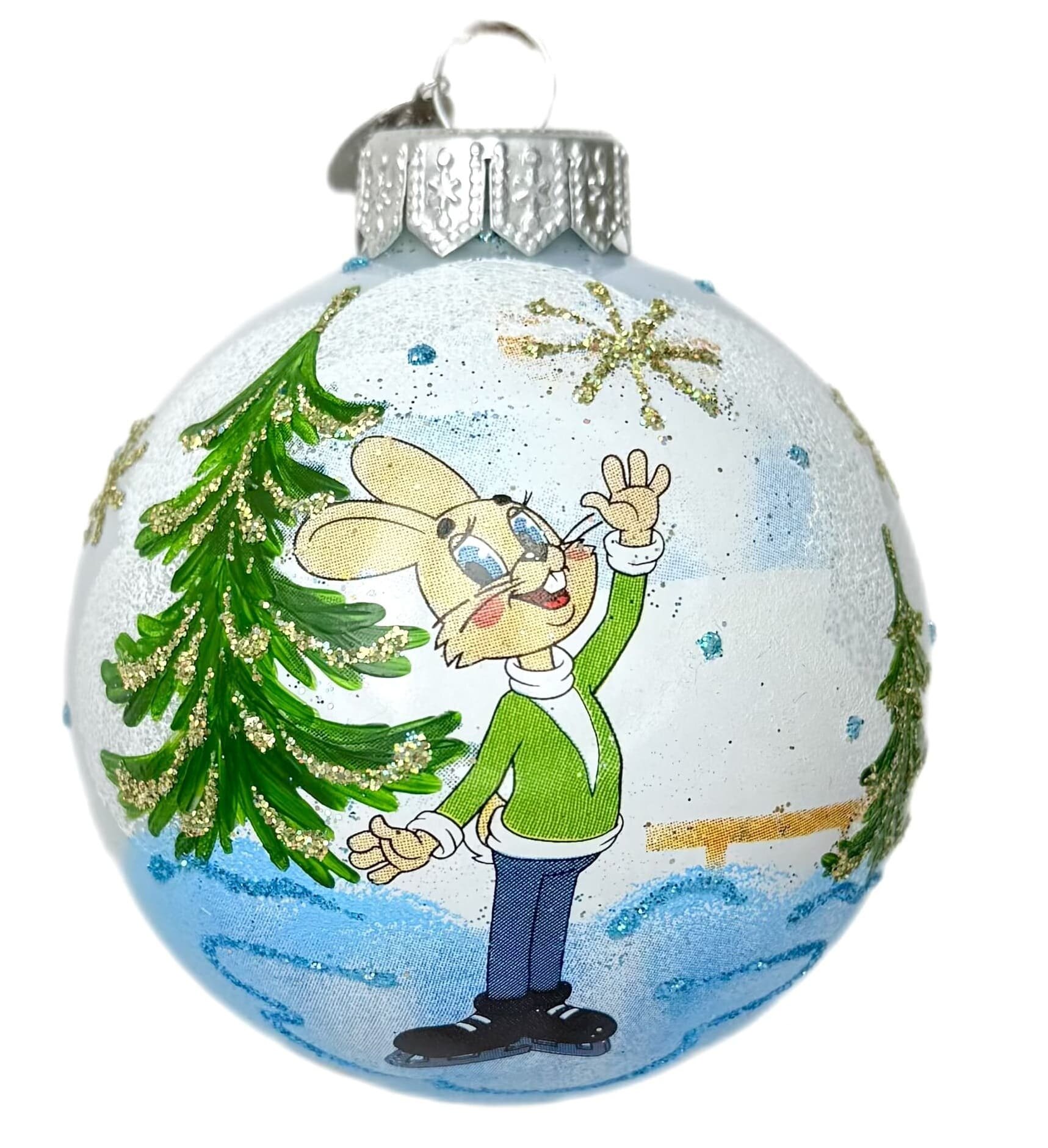 Формовая игрушка "Ну Погоди", стекло, цвет голубой/белый/зеленый,8 см