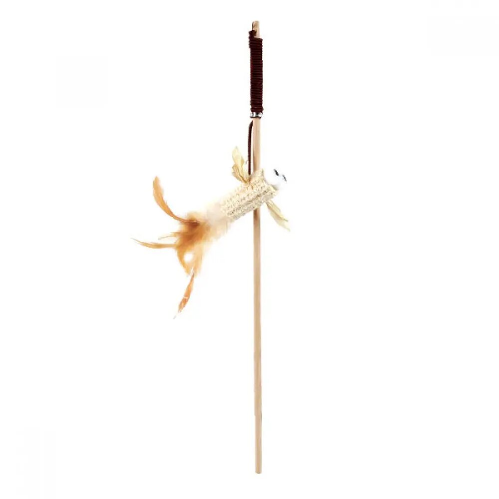 Игрушка-дразнилка Triol Natural "Птичка", для кошек, коричневая, 40см