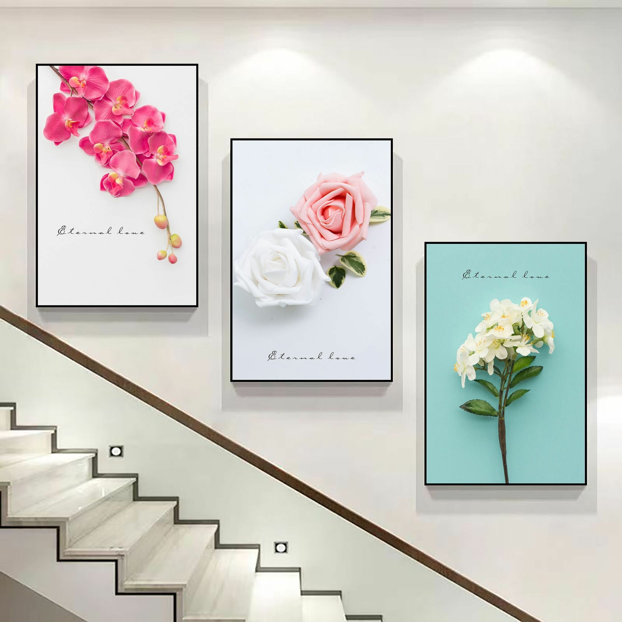 Декоративная живопись для лестницы SG, триптих, настенное искусство, ресторанная настенная живопись, высококачественная квадратная живопись в китайском стиле, триптих для детской комнаты, картина в рамке