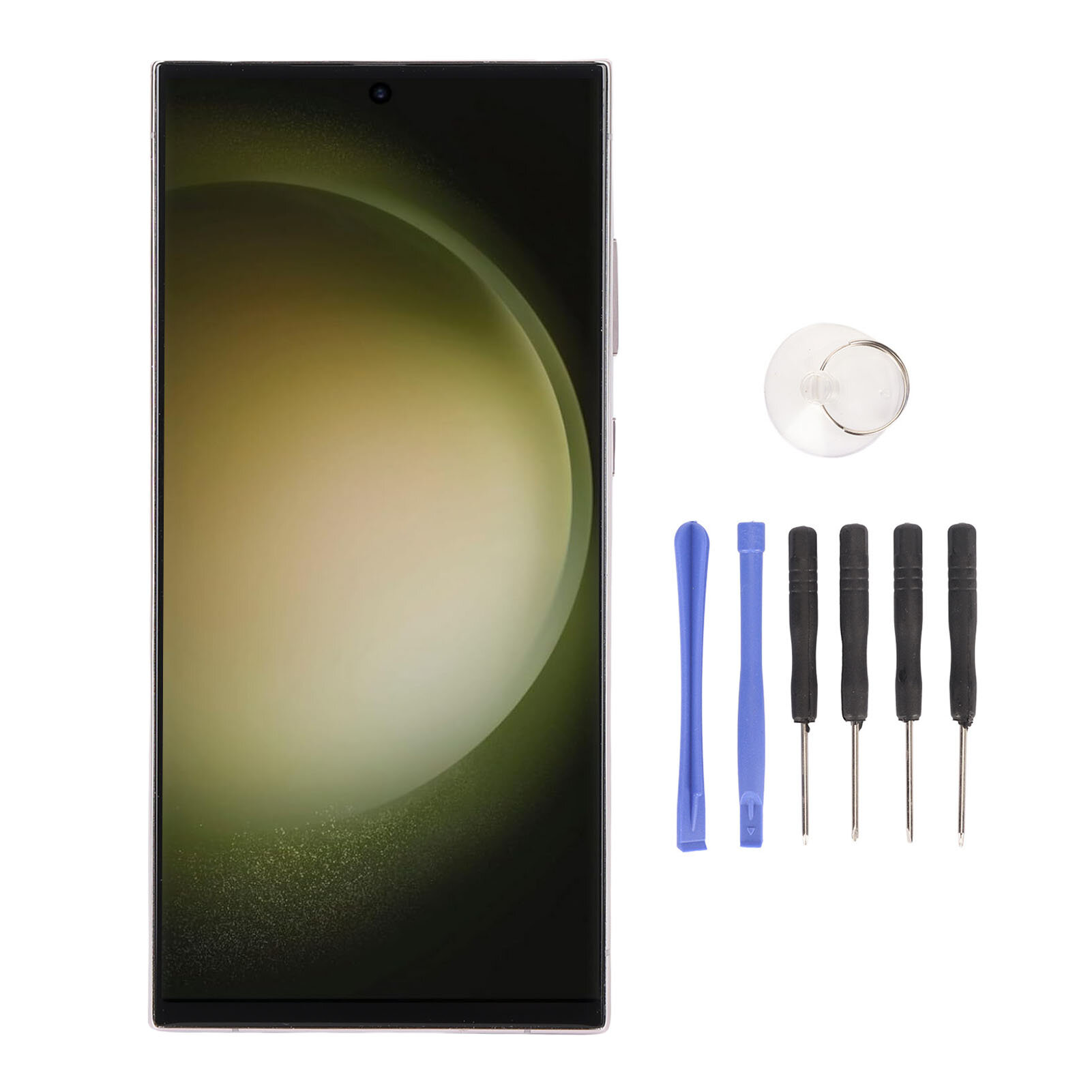 ЗаменаэкранадляGalaxyS23Ultra5G: ЖК-дисплей, сенсорныйэкран, дигитайзервсборесрамкойиинструментамидляремонта, фиолетовый.