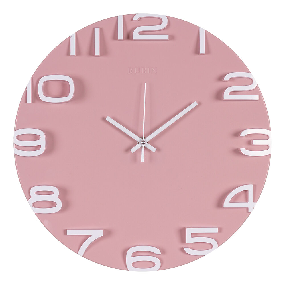 Часы настенные 3430-003 круглые диам 34.5СМ классика розовый+белый рубин
