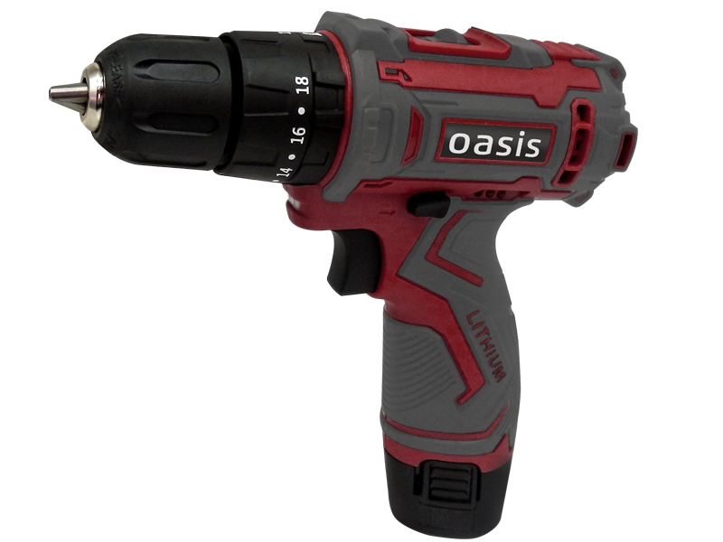 Дрель-шуруповёрт аккум.12В 0-350/1350 об. МИН. Крут. МОМ.30НМ 2 АКК. ЛИТ. ВЕС 1.56КГ кейс OASIS