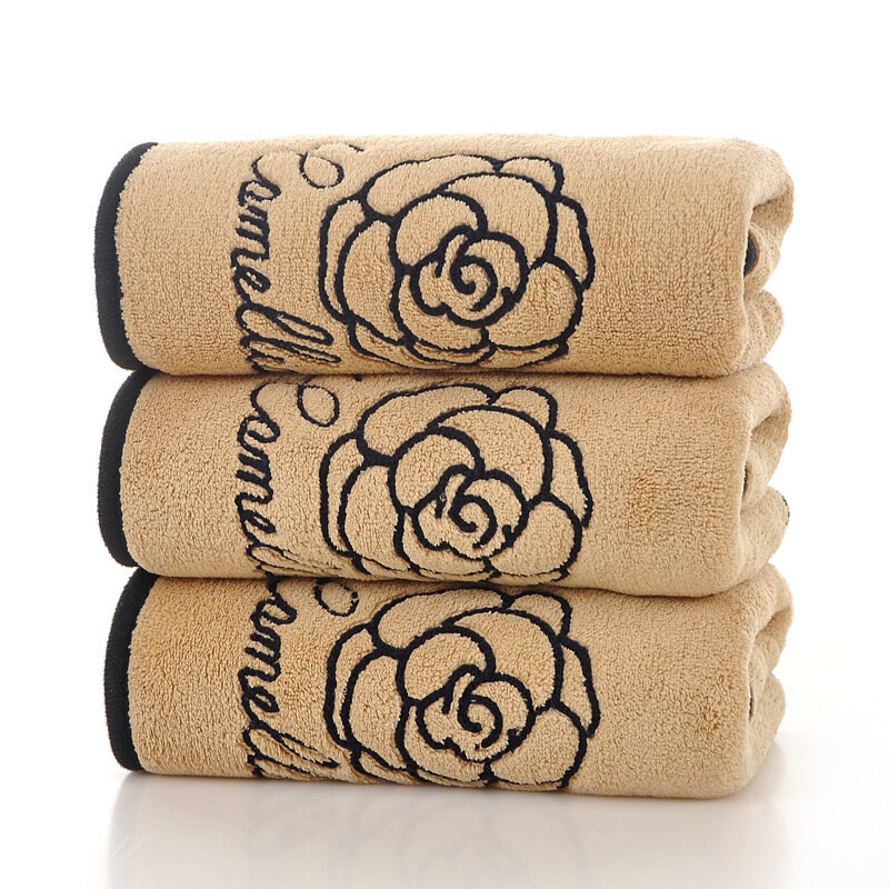 Коралловый бархат камелия полотенце набор из трех частей утолщен, мягкий и не выпадает Камелия легкий кофе_70*140