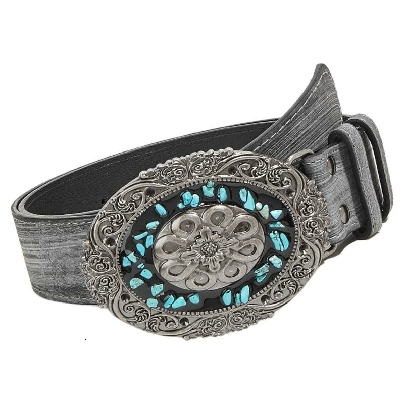 Пояса, Женский широкий пояс в дворцовом стиле с инкрустацией драгоценными камнями-серый