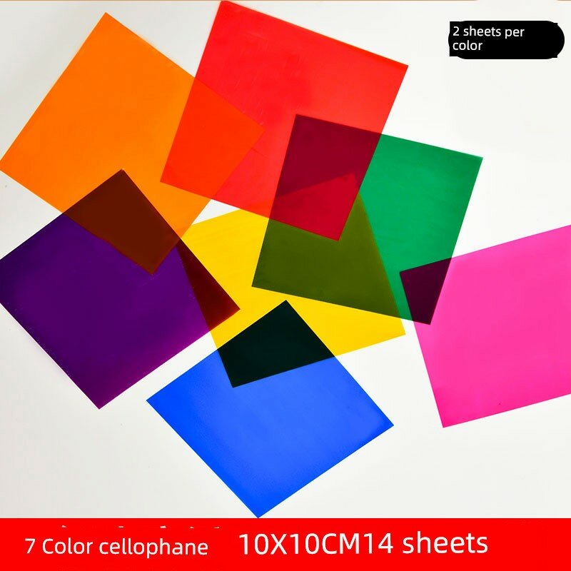 14 листов 7-цветной квадратной стеклянной бумаги (10x10 см) для детских поделок