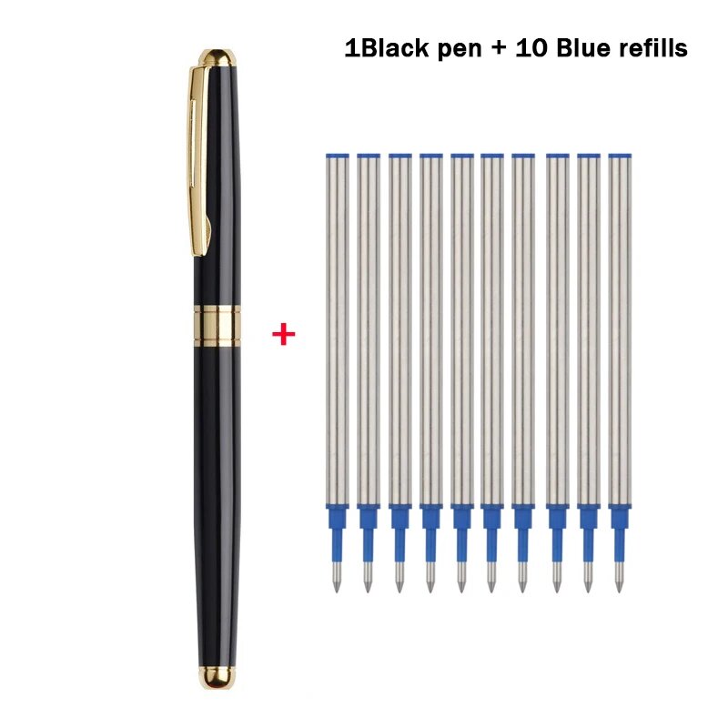Металлическая шариковая ручка черная Темно-синий, Black pen set 4