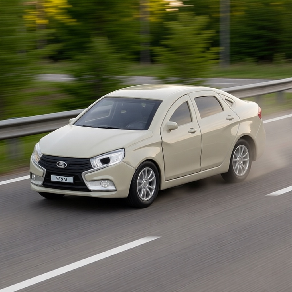 Металлическая машинка, ТехноПарк, LADA VESTA, 12 см, бежевый