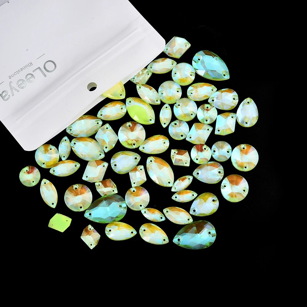 Стразы стеклянные Oleeya изумрудные citrineAB neon