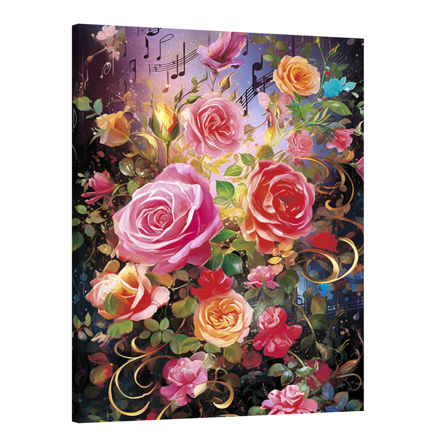 Интерьерная картина 50х70 "Розы в звуках музыки"