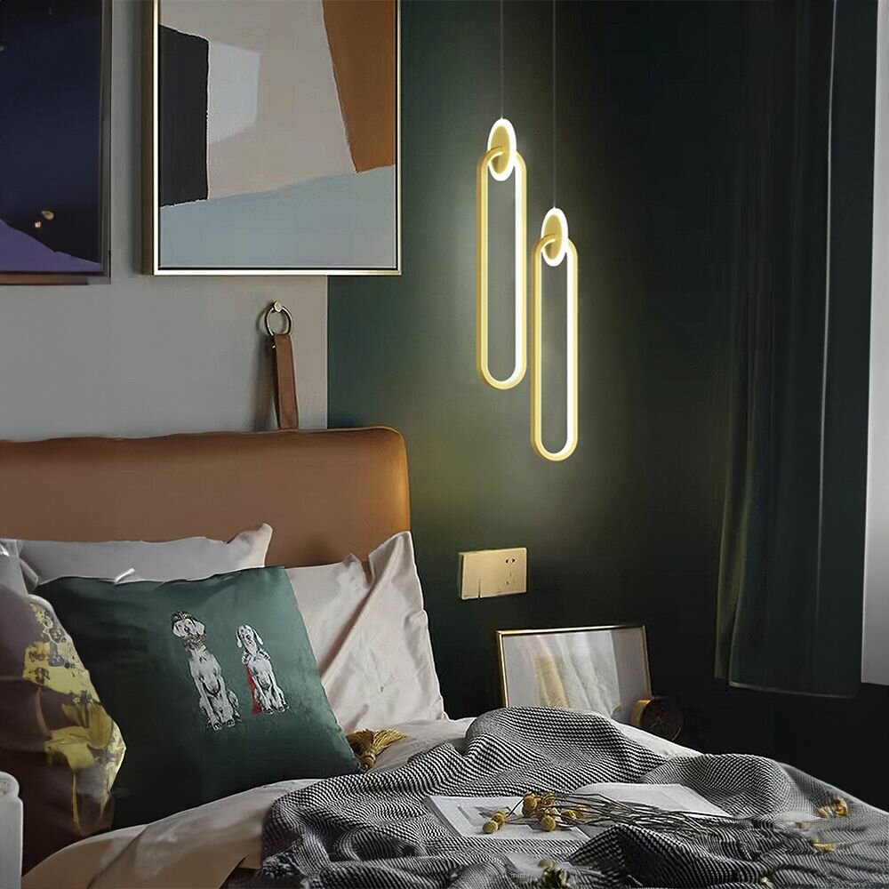 Светильник подвесной "Designer Oval Gold", LED, мощность 24 Вт, 1 лампочка, золотой, 3 режима свечения