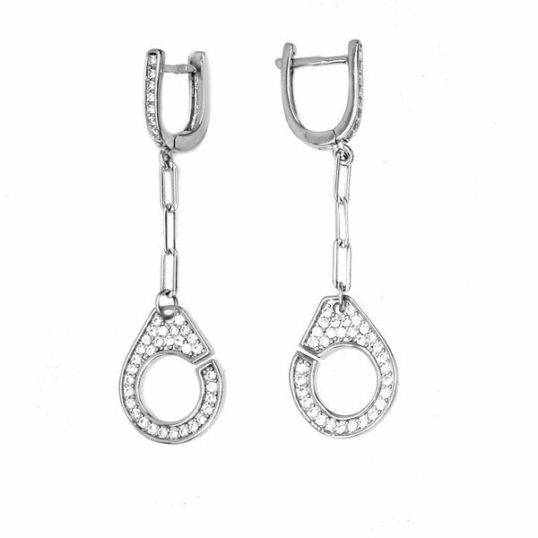 Серьги, серебро, 925 проба, фианит