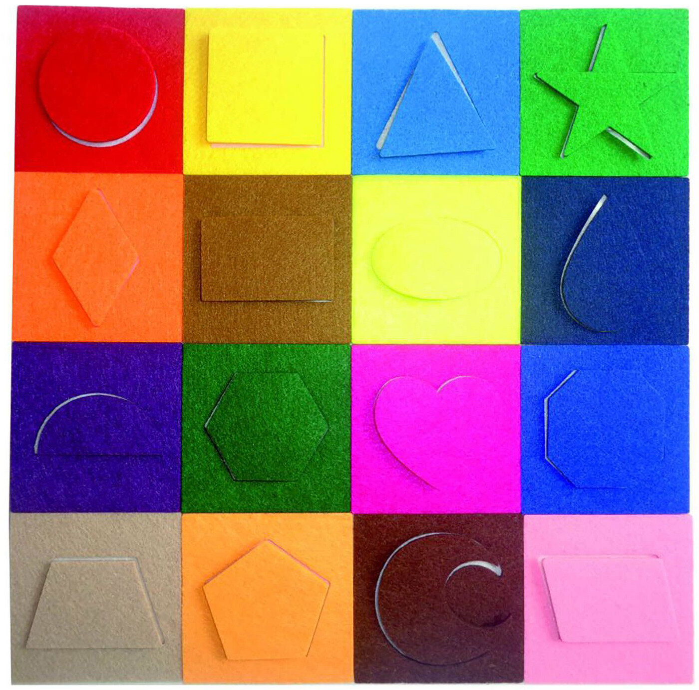 Обучающий мини-коврик Smile Decor "Геометрия", игра-сортер на липучках из фетра, учим геометрические фигуры