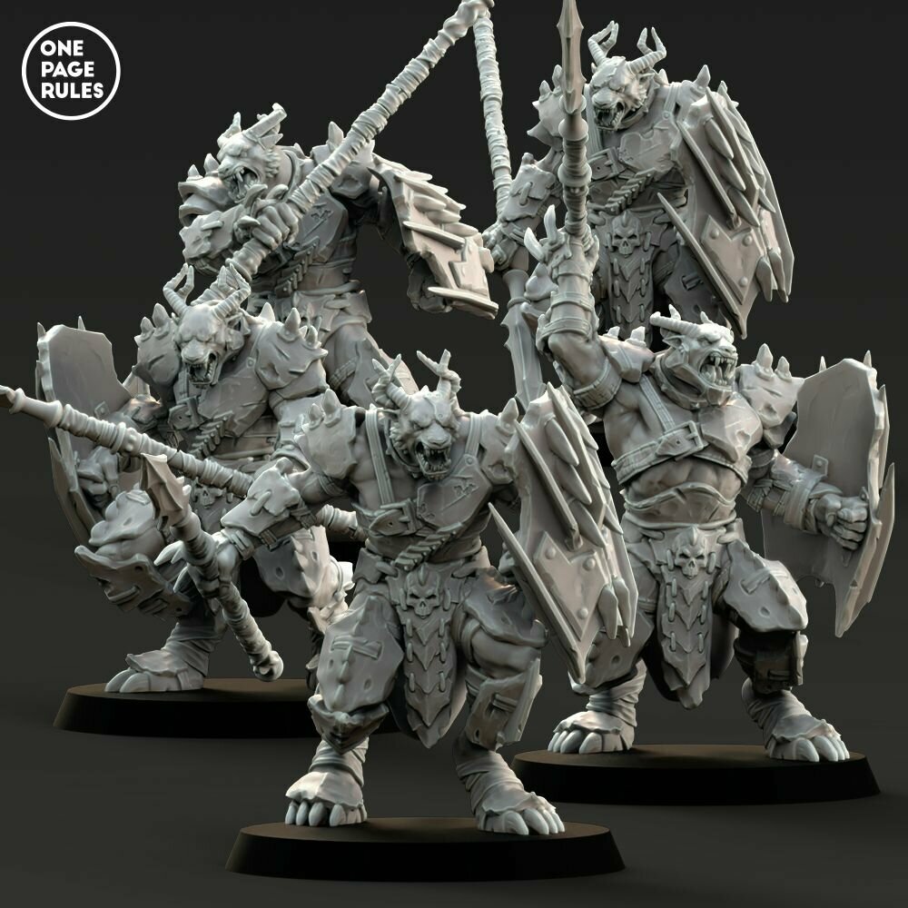 Warhammer Beastmen Elite Warriors Spears Элитные Зверолюды с копьями