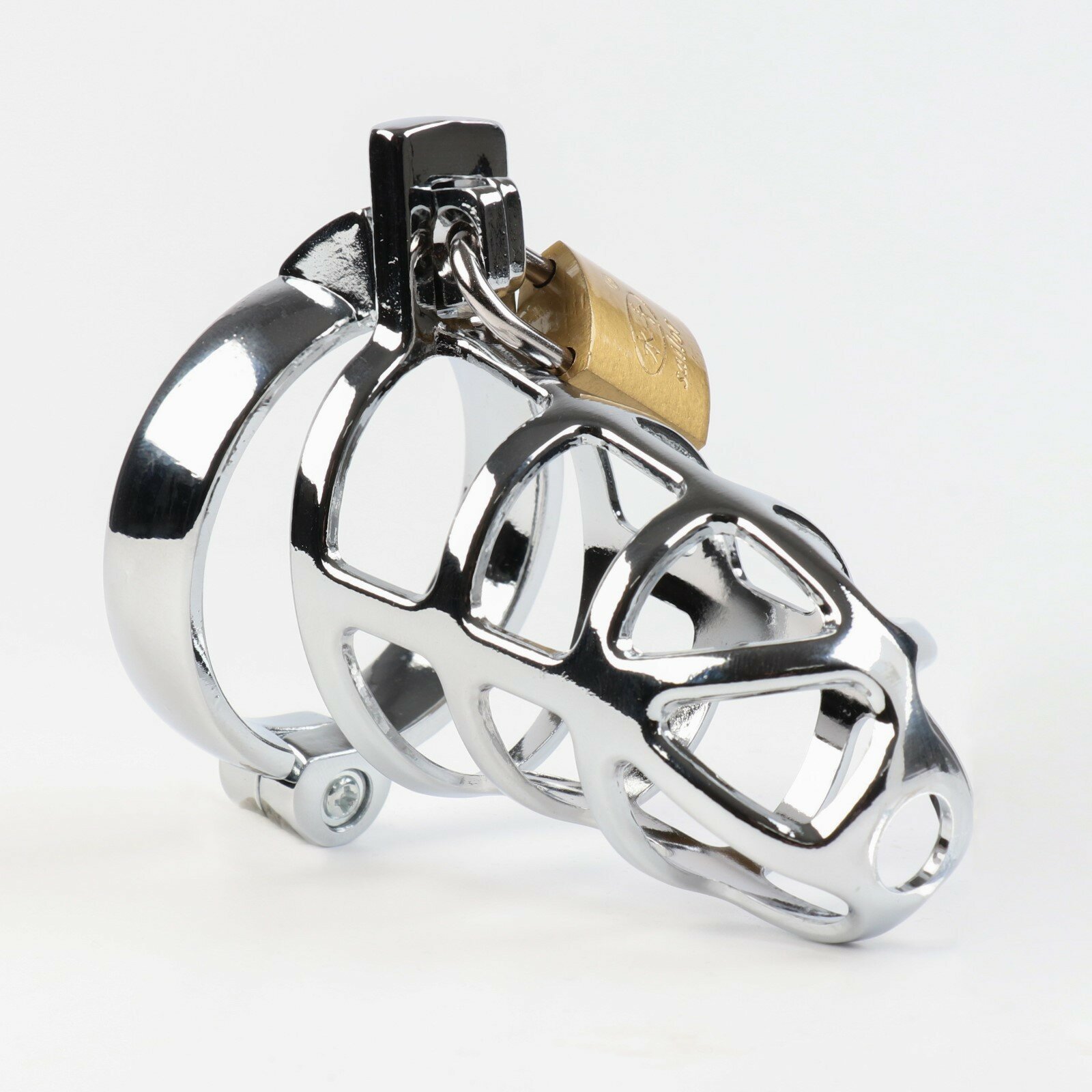 Пояс верности «Клетка целомудрия № 2», кольца d=4; 4.5; 5 см, замок, ключ, металл