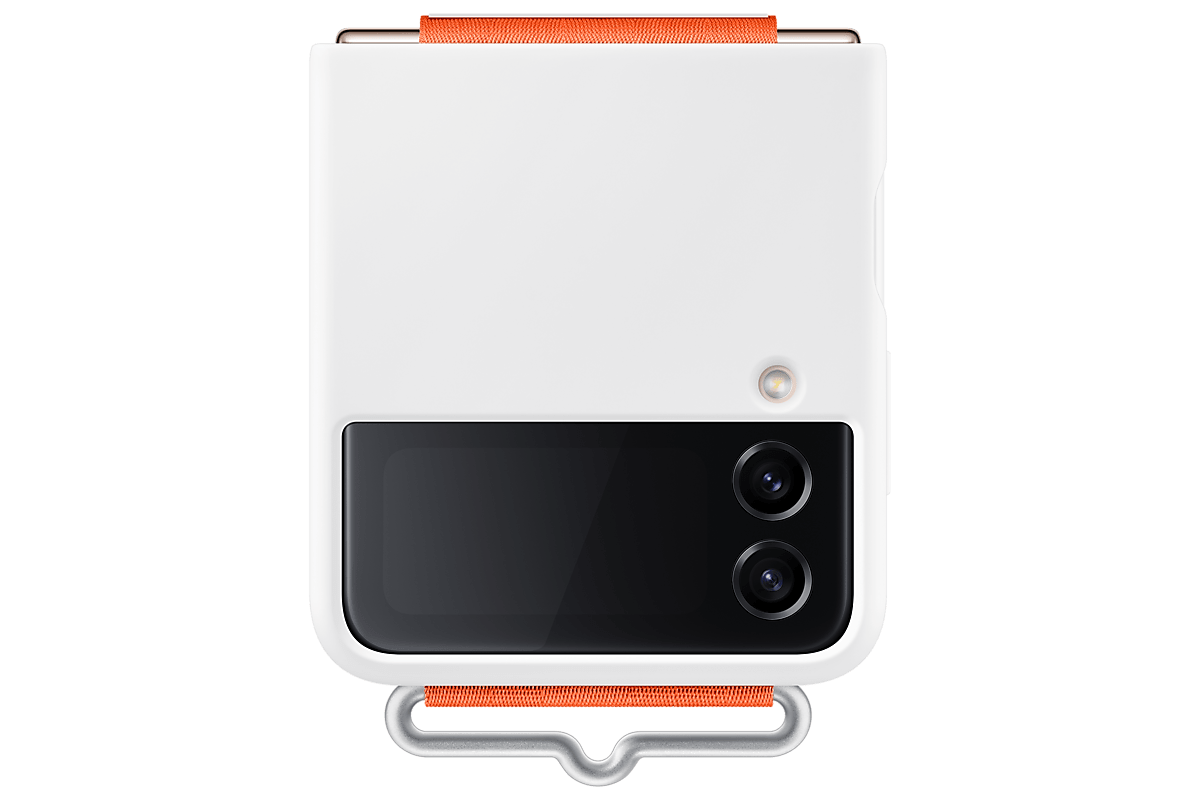 Чехол Samsung Silicone Cover with Strap для Z Flip 4 (EF-GF721TWEGRU) белый