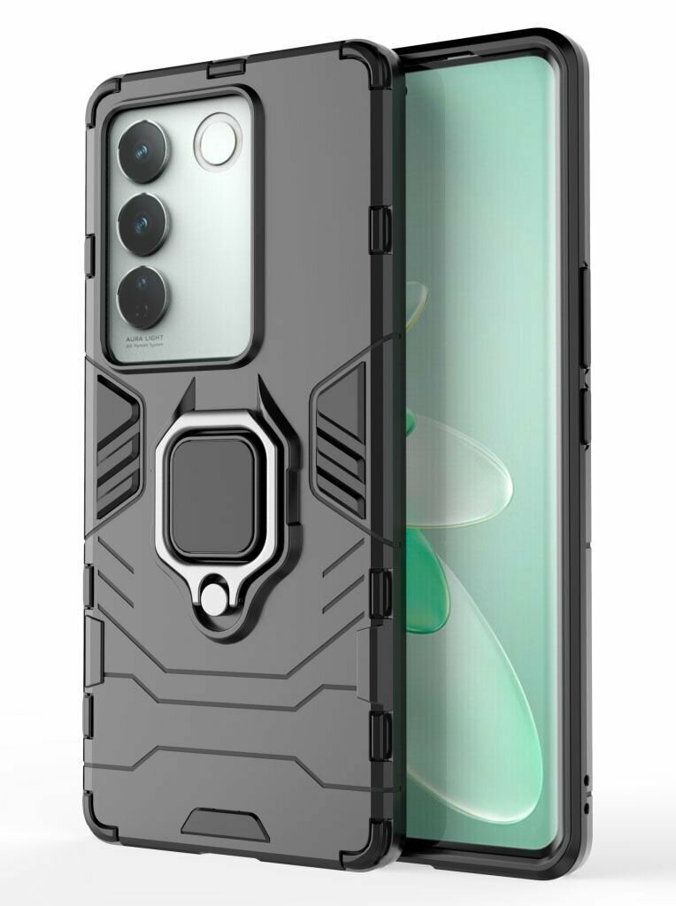 Чехол противоударный для Vivo V27 / Виво В27 транформация в подставку (Черный)