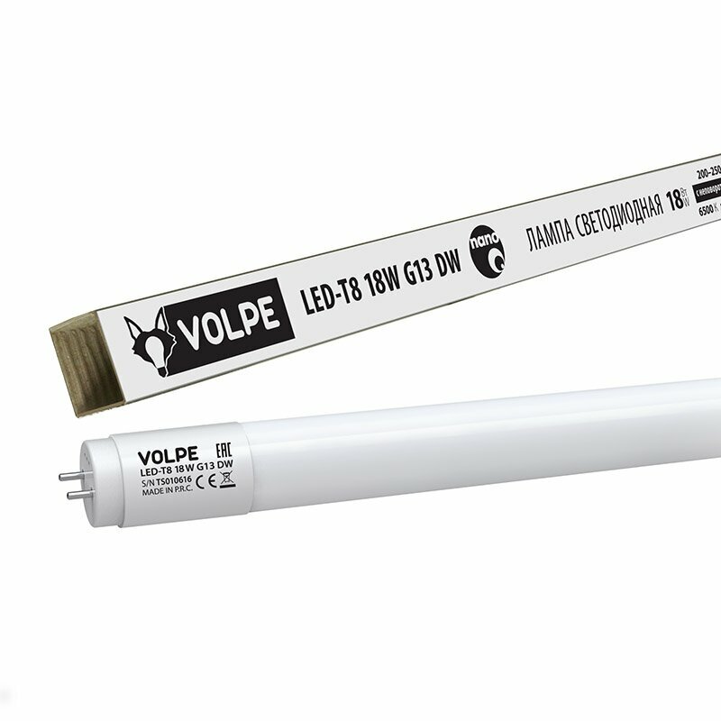 Светодиодная лампа T8 1200мм Белый 18W UL-00001457 LED-T8-18W/DW/G13/FR/FIX/N Volpe