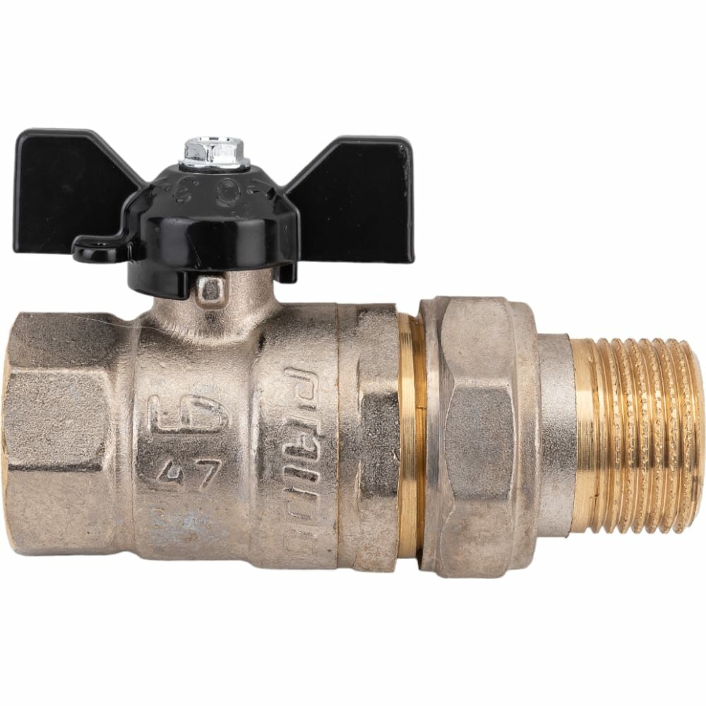 Шаровой кран LD Pride латунь никель Ду20 Ру40 ВР американка, полнопроходной, бабочка 007-8018, 30 л