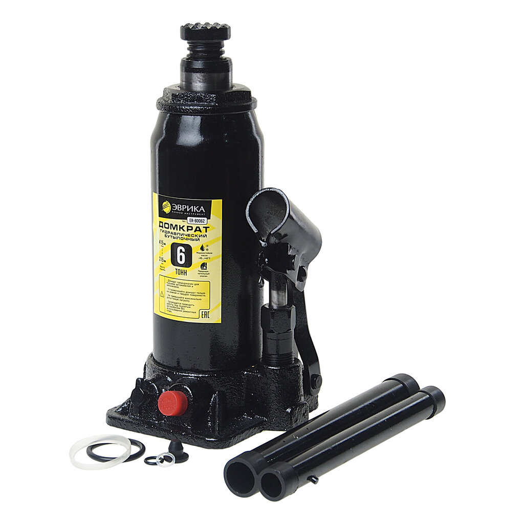Домкрат бутылочный 6т 215-415мм с клапаном (ремкомплект) эврика