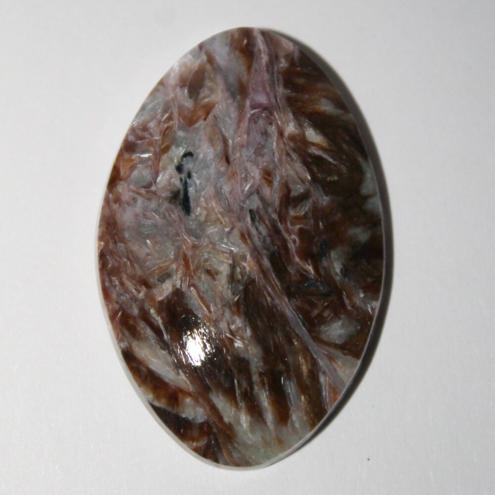 Коллекционный кабошон чароит, 40х26х3 мм, Якутия, "True Stones"