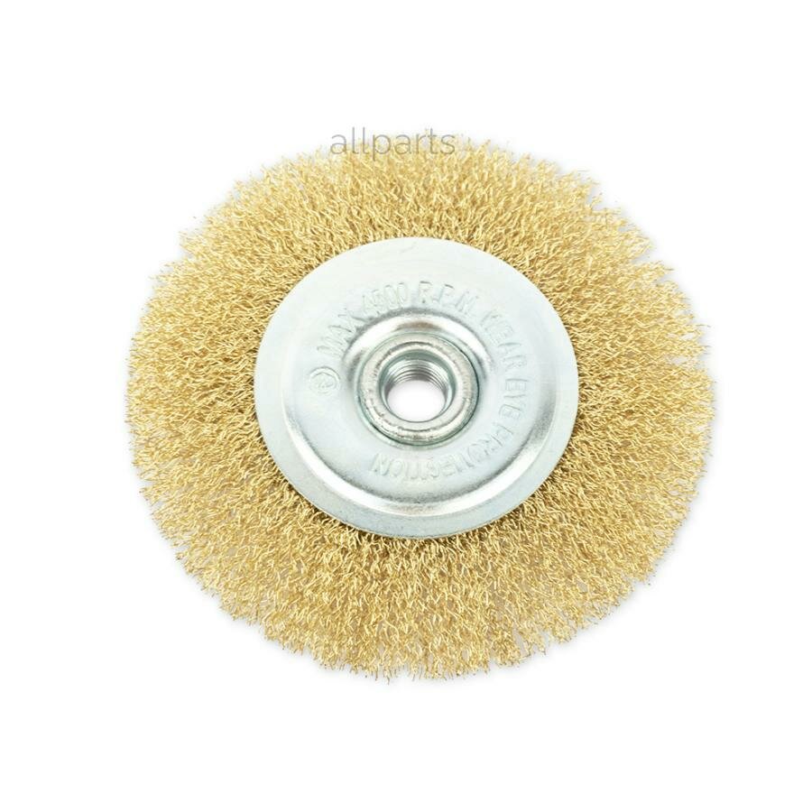 ARNEZI R8043125 Щетка для УШМ плоская 125 мм, посадка M14, латунированная проволока d=0.3мм, 4500 об/мин ARNEZI R8043125