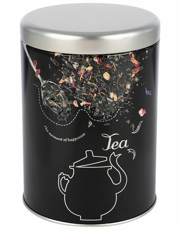 Банка металлическая Mallony Чай, 900 мл, круглая, с крышкой (008512)