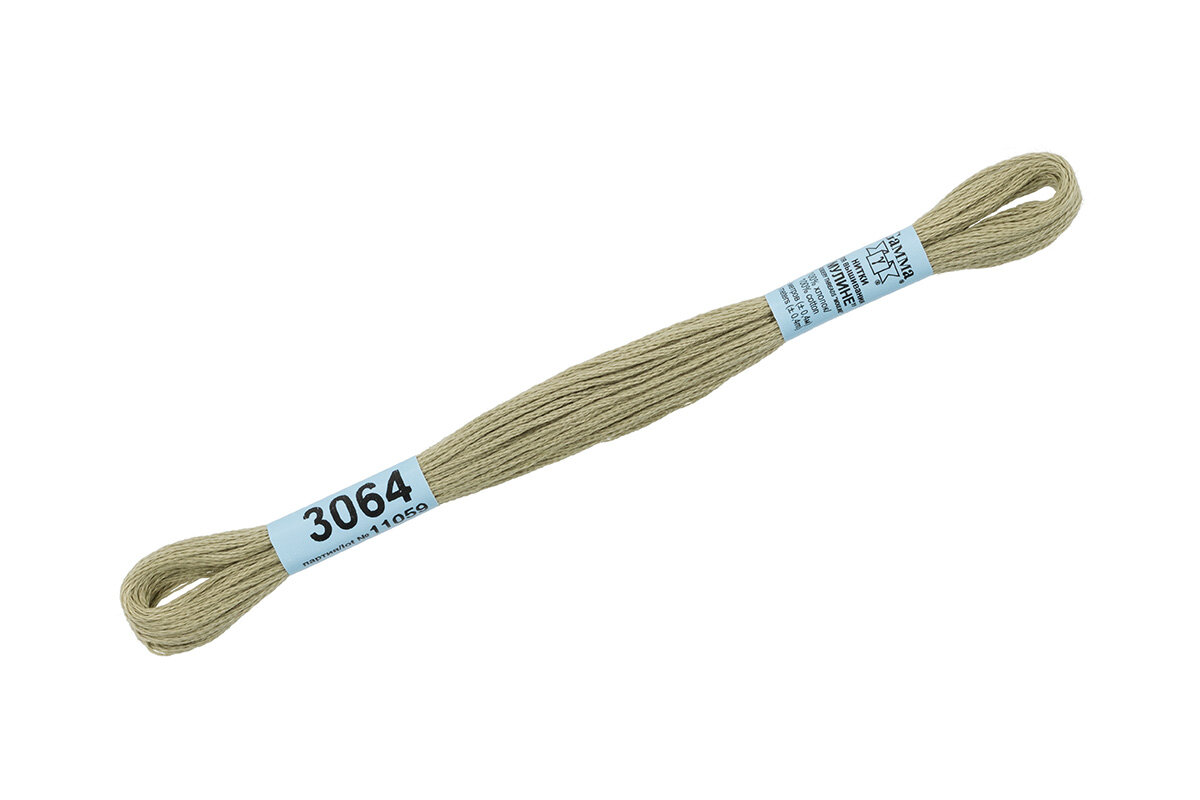 Мулине GAMMA нитки для вышивания 8м. 3064 оливковый, 1 штука.