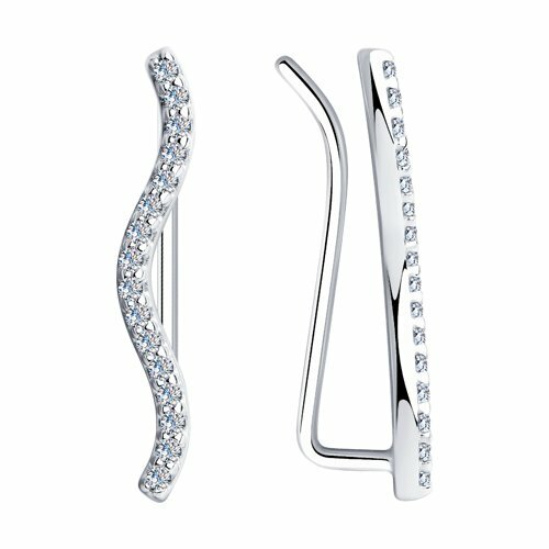 Серьги, серебро, 925 проба, родирование, фианит