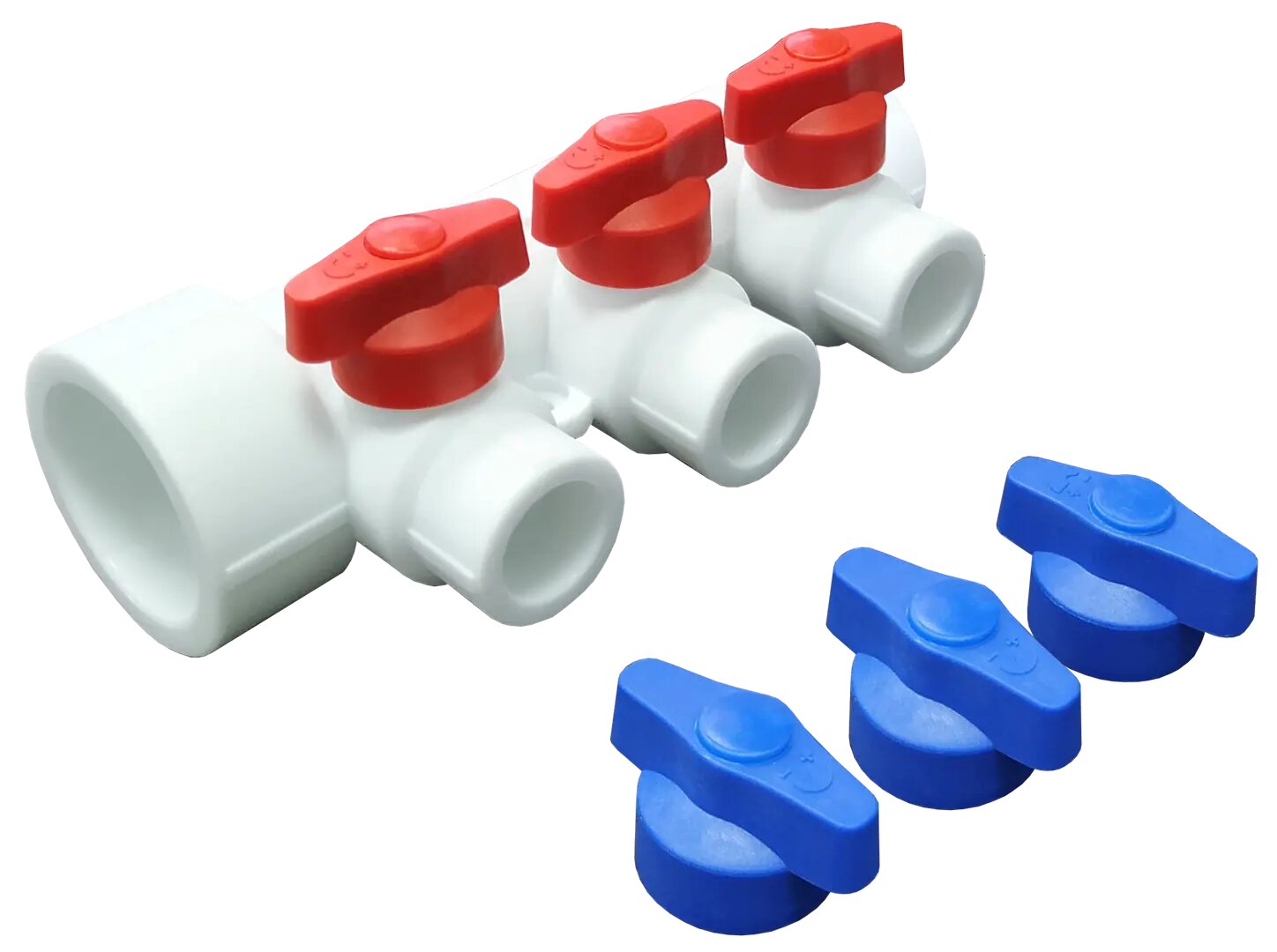 Коллектор 3 выхода с кранами Valfex d40x20 мм полипропилен