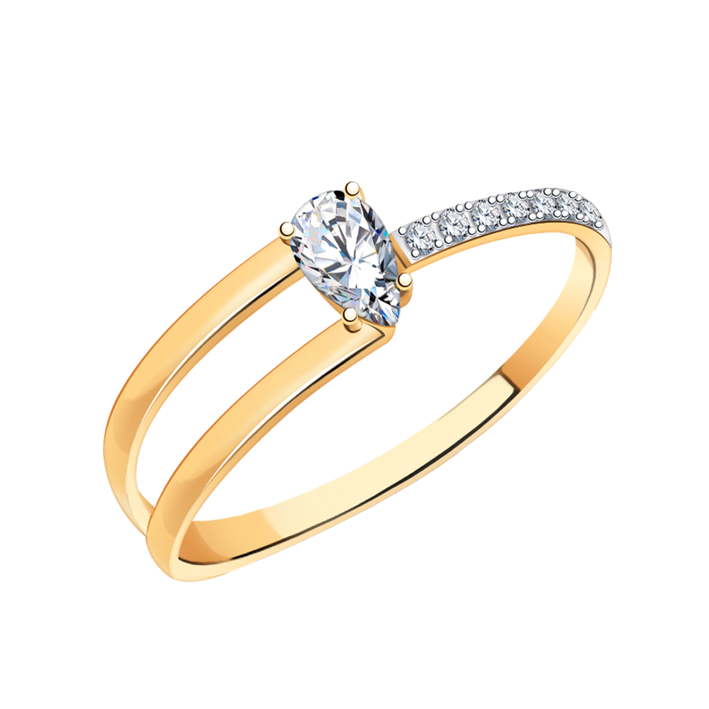 Кольцо, золото, 585 проба, фианит