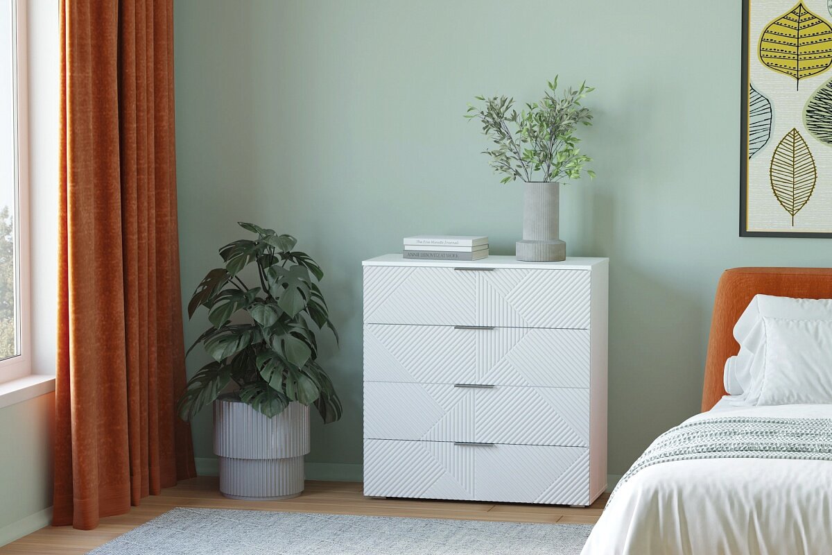 Комод МебельЛэнд24 Салерно NEW 4 Белый 91x42x96 с 4 ящиками