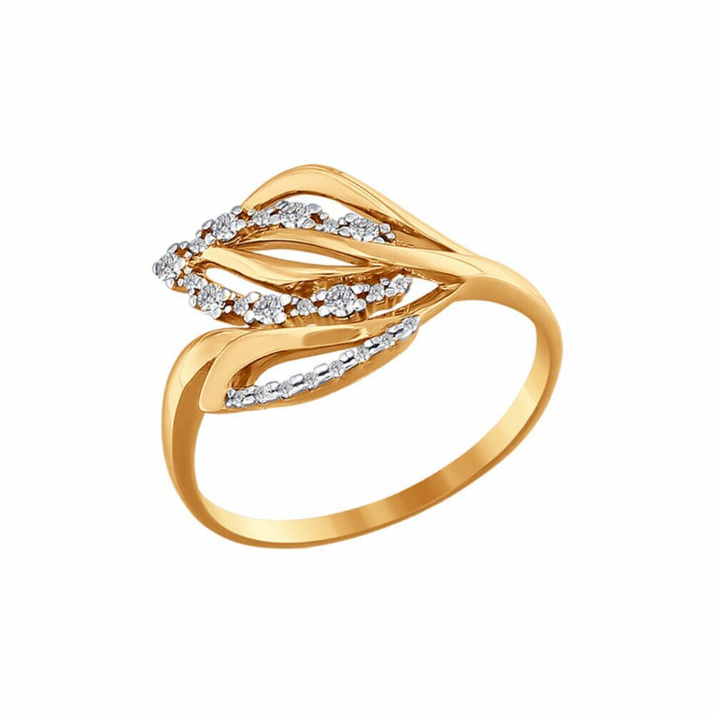 Кольцо, красное золото, 585 проба, фианит