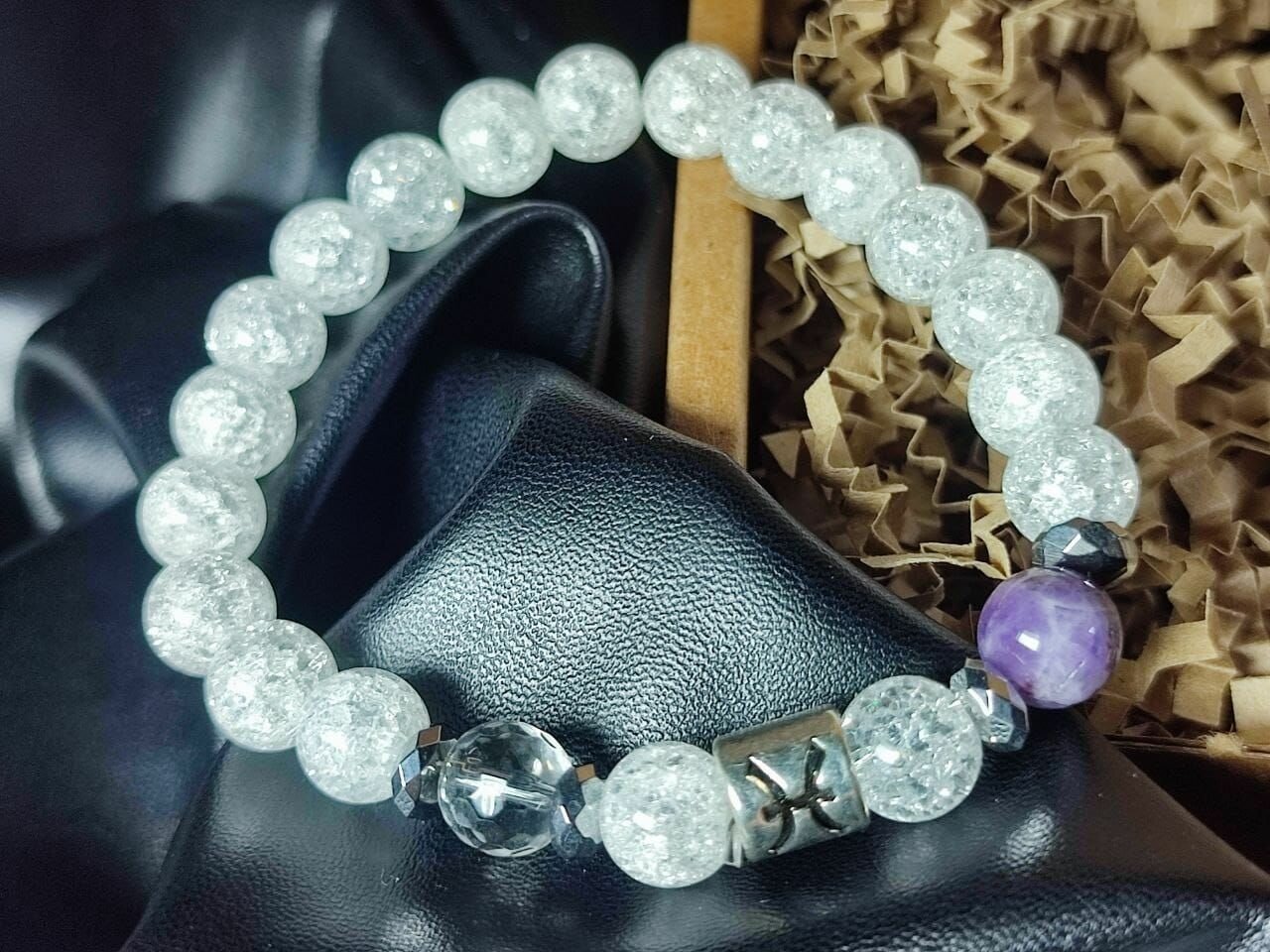 Браслет HRUSTALEK, аметист, горный хрусталь