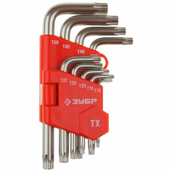 Ключи имбусовые короткие ЗУБР 9 шт, Cr-V