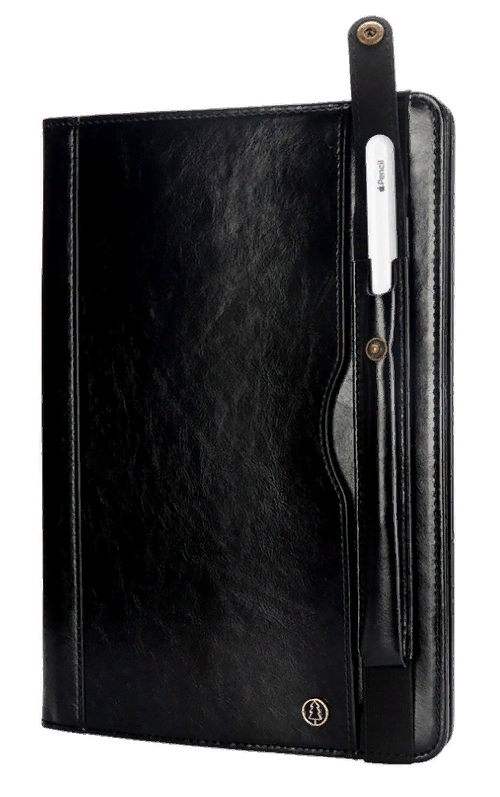 Чехол-обложка MyPads для iPad mini 1 / iPad mini 2 / iPad mini 3 - A1432, A1454, A1455, A1489, A1490, A1491, A1599, A1601 с крепежом держателем для стилуса с местом для apple pencil из качественной импортной эко-кожи черный