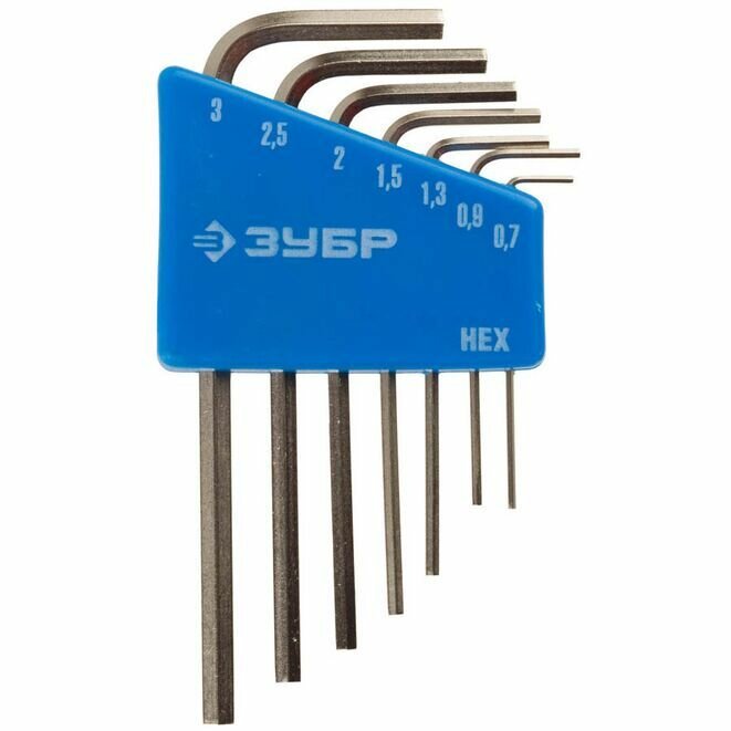 Ключи имбусовые мини ЗУБР 7 шт, Cr-V