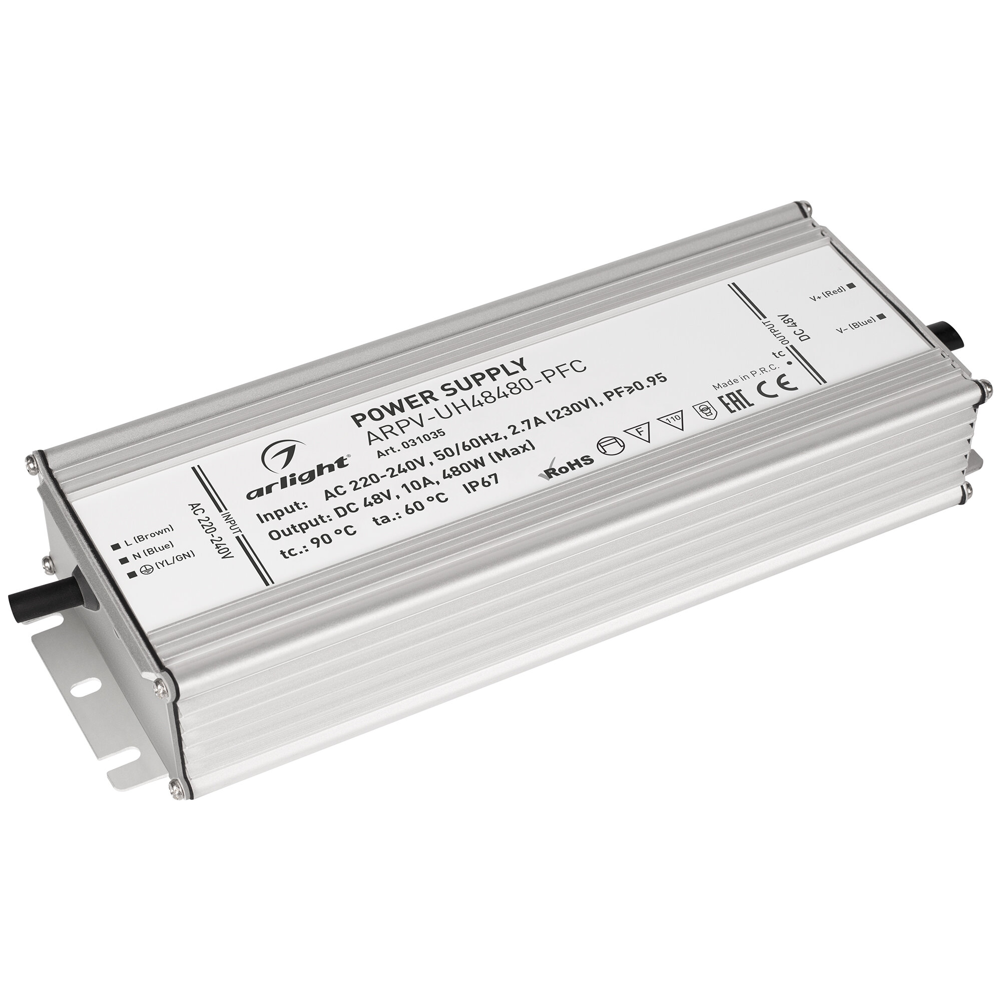 Источник напряжения Arlight Блок питания ARPV-UH48480-PFC (48V, 10A, 480W) (ARL, IP67 Металл, 7 лет)
