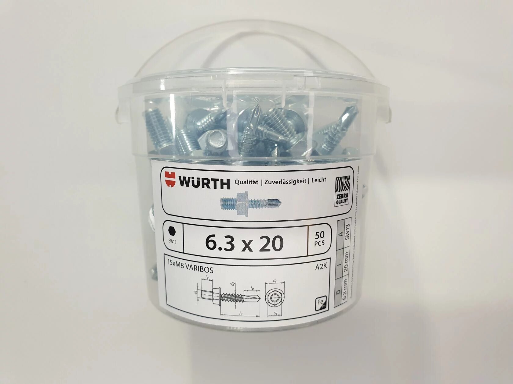 Самосверлящий винт Varibos 6.3x20 15xM8 (50 pcs) WURTH, Германия