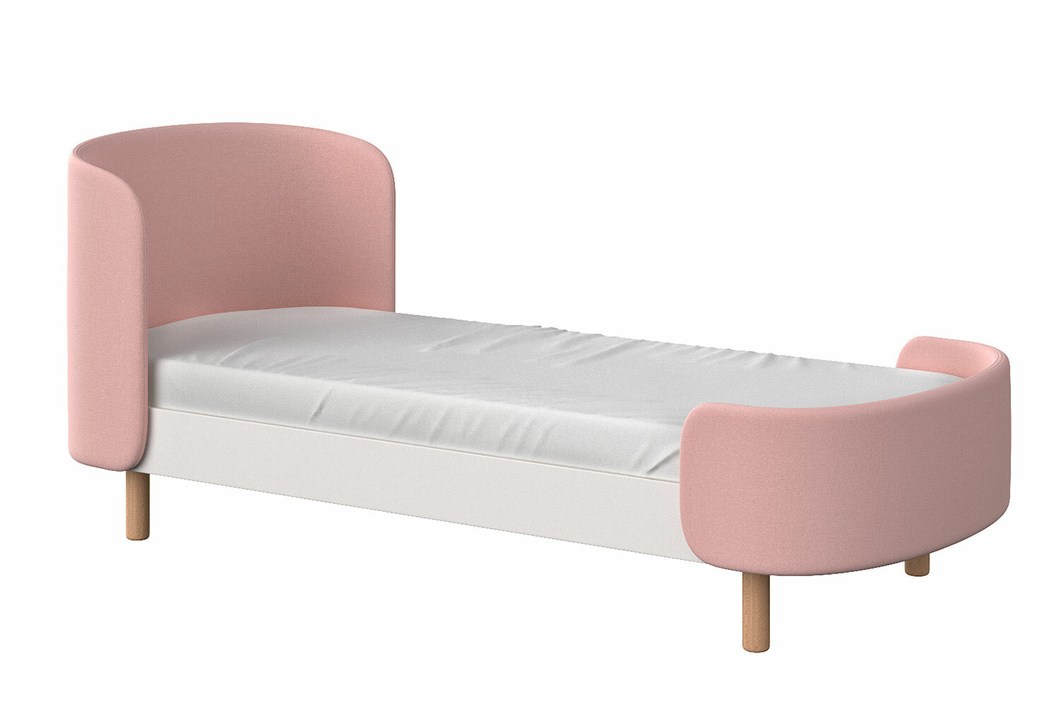 Кровать односпальная Hoff KIDI soft, основание, массив бука/массив берёзы, 67х167 см, цвет белый, розовый