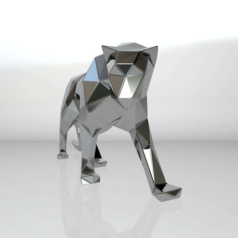 Полигональная фигура Кошки, человек, геометрический полигональный металлический декор интерьера