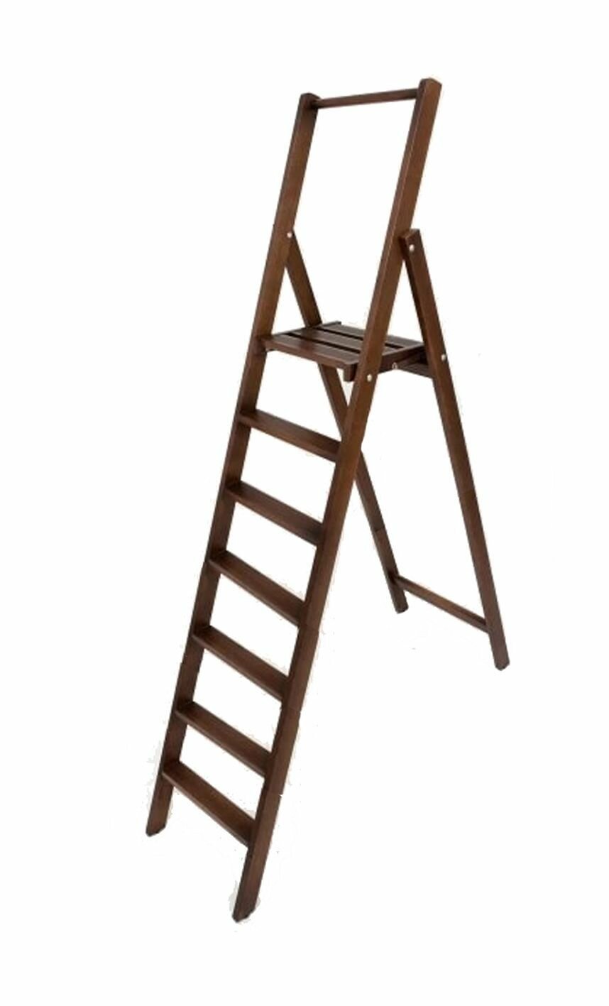 Стремянка деревянная ласточка для дома, семь ступеней, венге