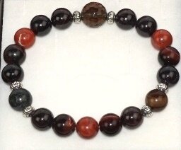 Плетеный браслет, агат, тигровый глаз, змеевик, раухтопаз, яшма