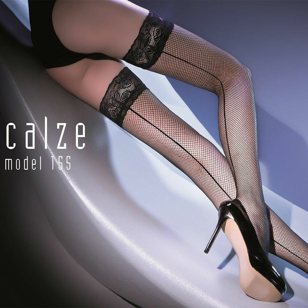 Ультратонкие черные кружевные чулки в сетку 5 ден с имитацией шва стрелки